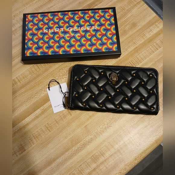 Kurt Geiger | Bags | Kurt Geiger Nwtnib Black Quilted Studded Long Zip ...